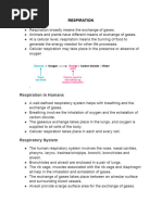 Class 10 Respiration Notes | PDF | Respiratory System | Respiratory Tract