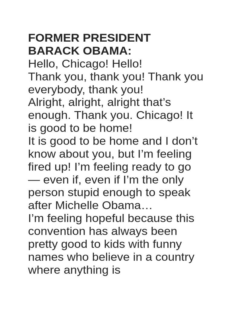 Transcript of Barack Obama Speech at The DNC - 250520 - 175824 | PDF ...