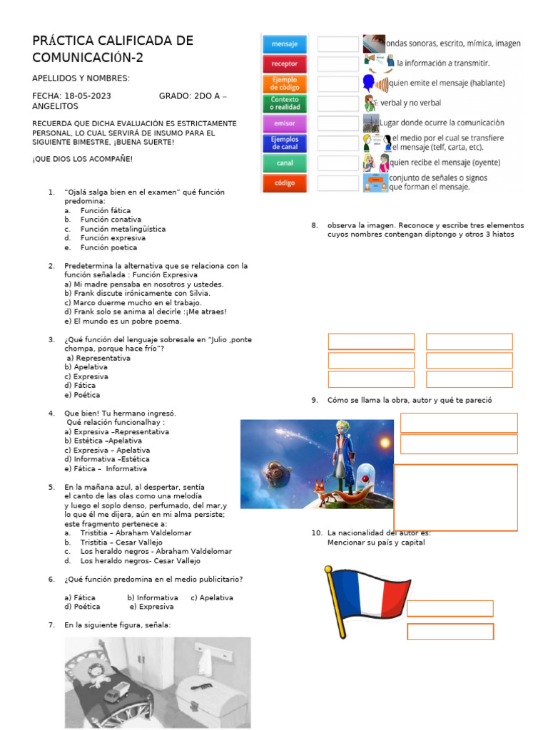 PRÁCTICA CALIFICADA DE COMUNICACIÓN 2DO | PDF