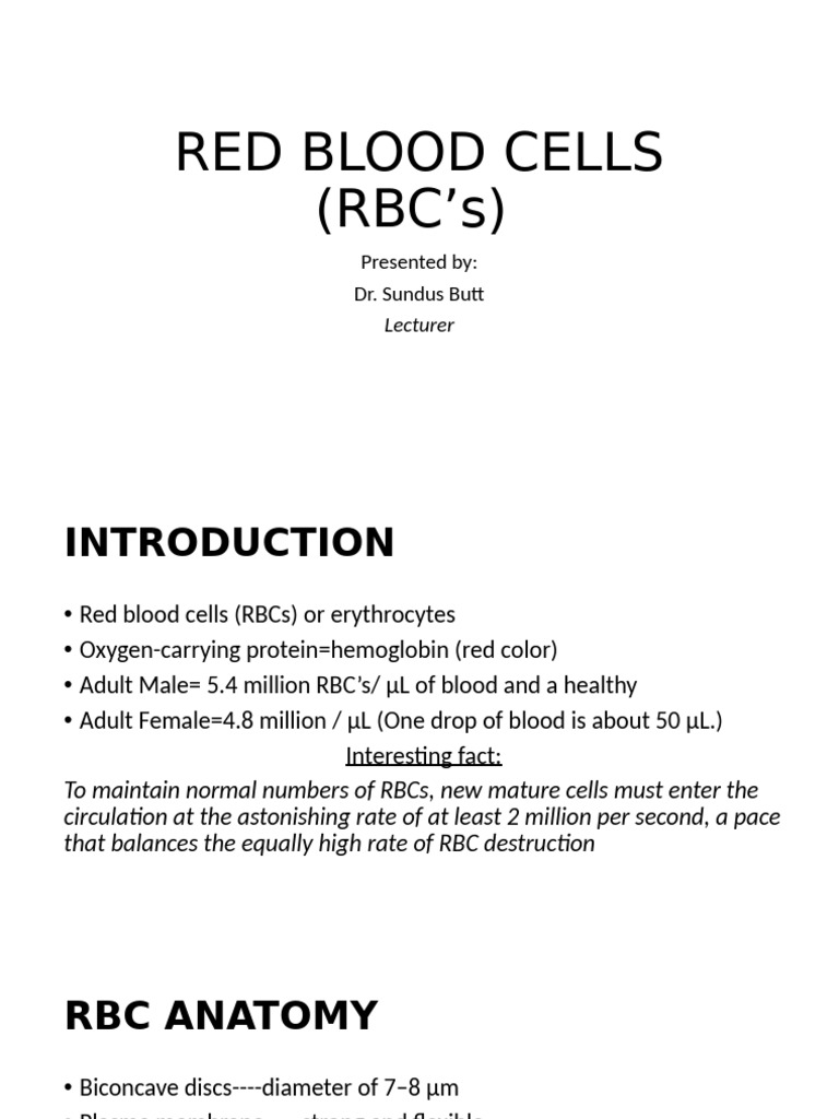 Red Blood Cells | PDF | Red Blood Cell | Hemoglobin