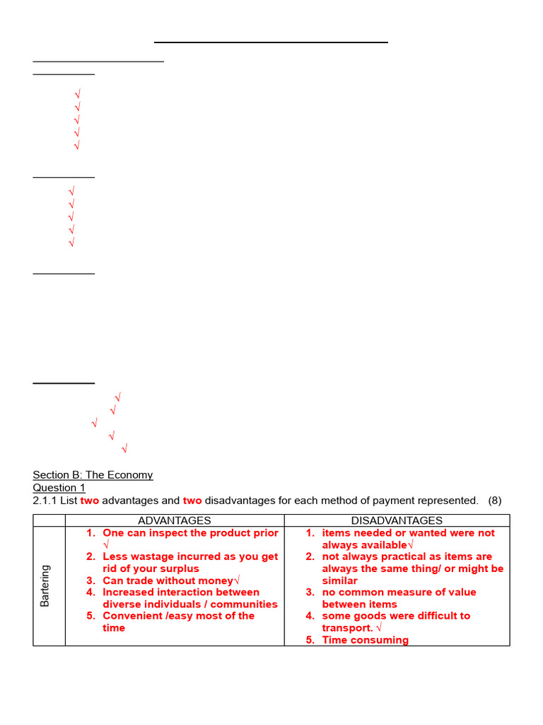 Grade 7 EMS JUNE 2023 CONTROLLED TEST MEMO | PDF | Economies