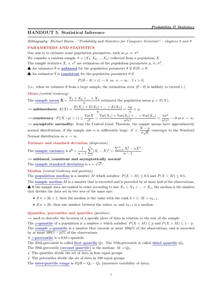 h5 Statistical Inference | PDF | Estimator | Type I And Type Ii Errors