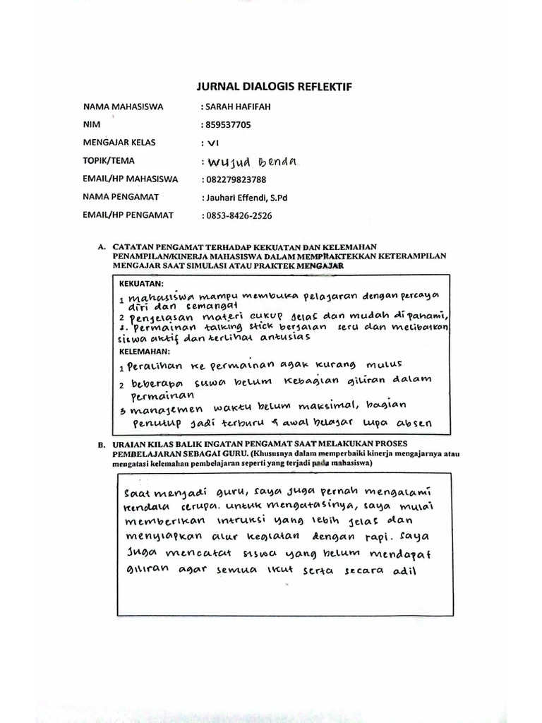Jurnal Dilogis IPA Sarah | PDF