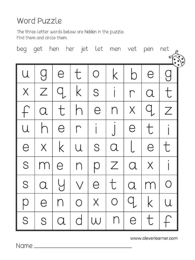 Three Letter Word Puzzles E2 | PDF