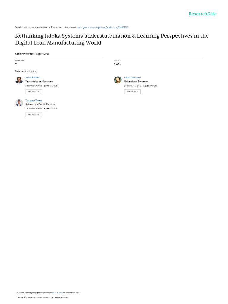 Rethinking Jidoka Systems Under Automation & Learning Perspectives in The Digital Lean ...