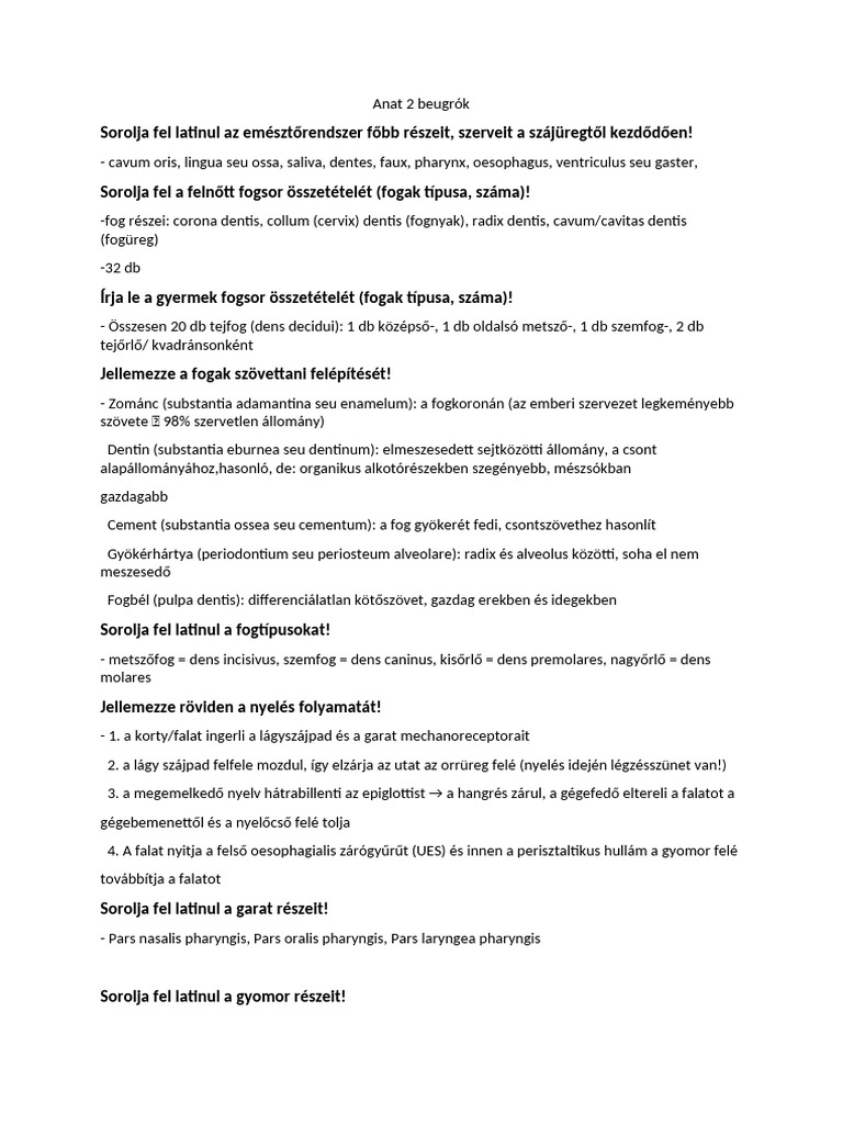 Anat 2 Beugrók G | PDF