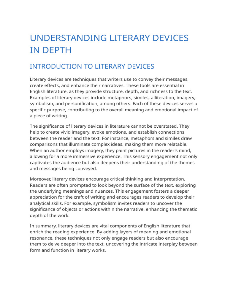 Understanding Literary Devices in Depth | PDF | Poetry | Narrative