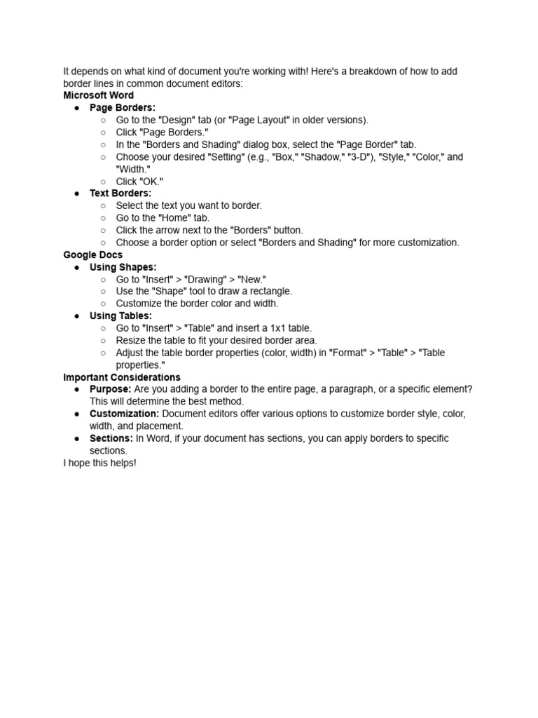 How to Add Borders in Word & Google Docs | PDF