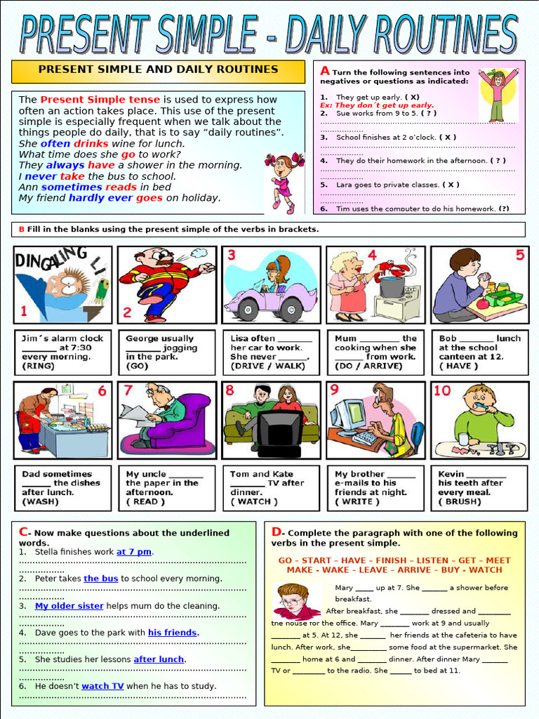 Present Simple and Daily Routines Guide | PDF | Language Families ...