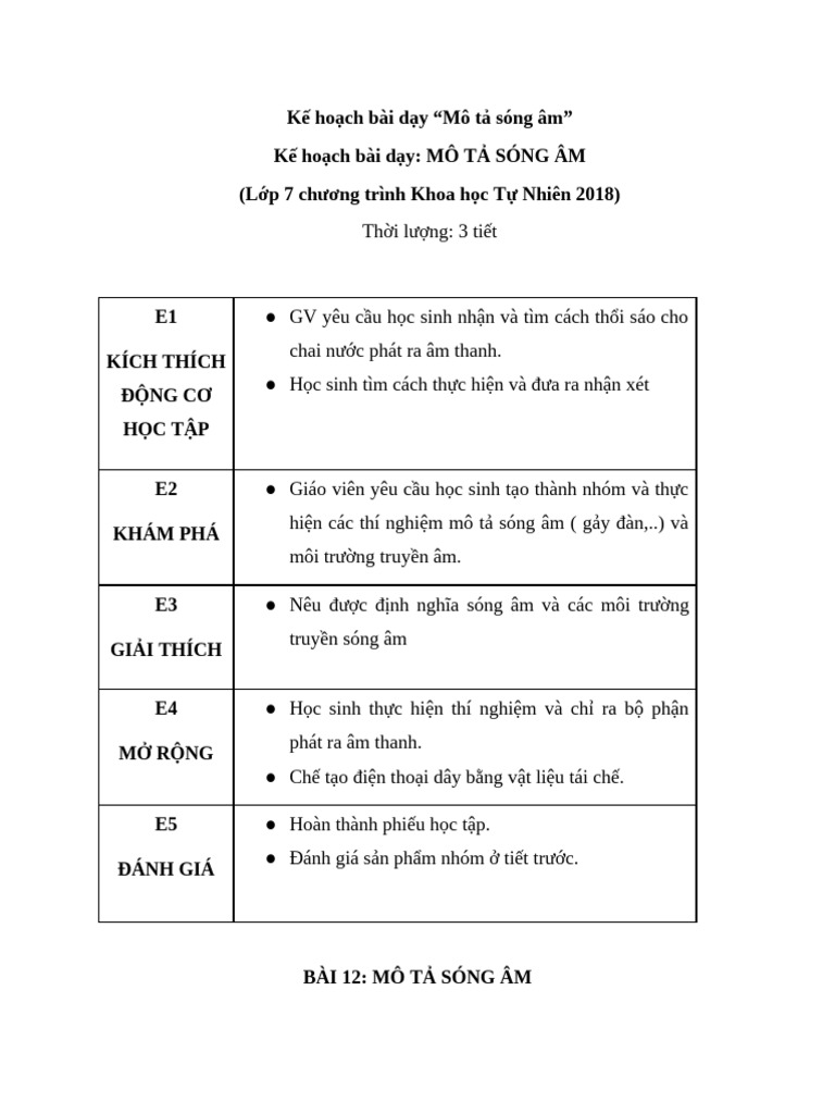 KHBD + Rubic Bài Mô T Sóng Âm | PDF