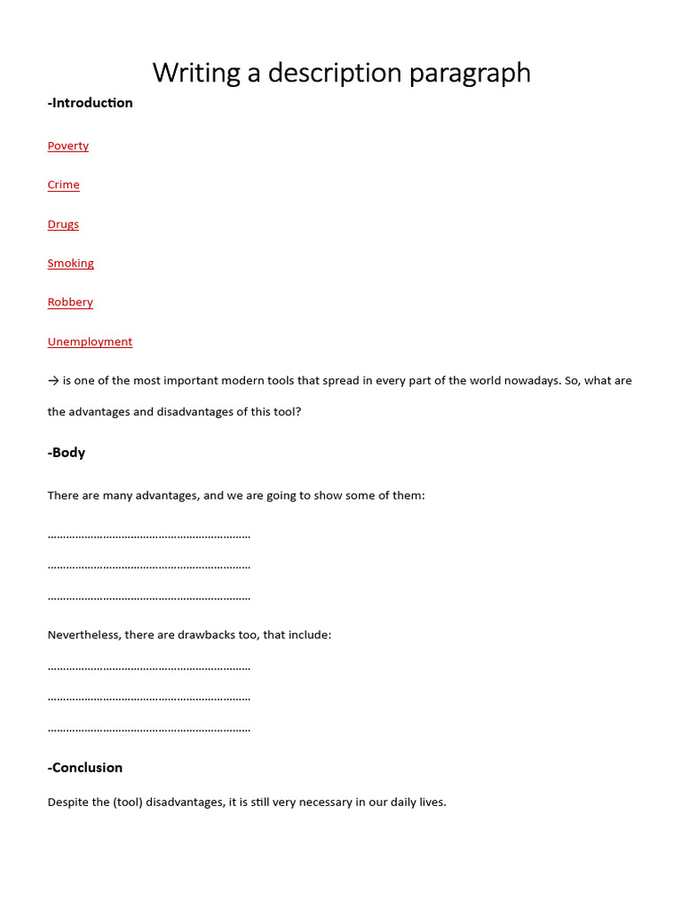 Writing A Description Paragraph | PDF