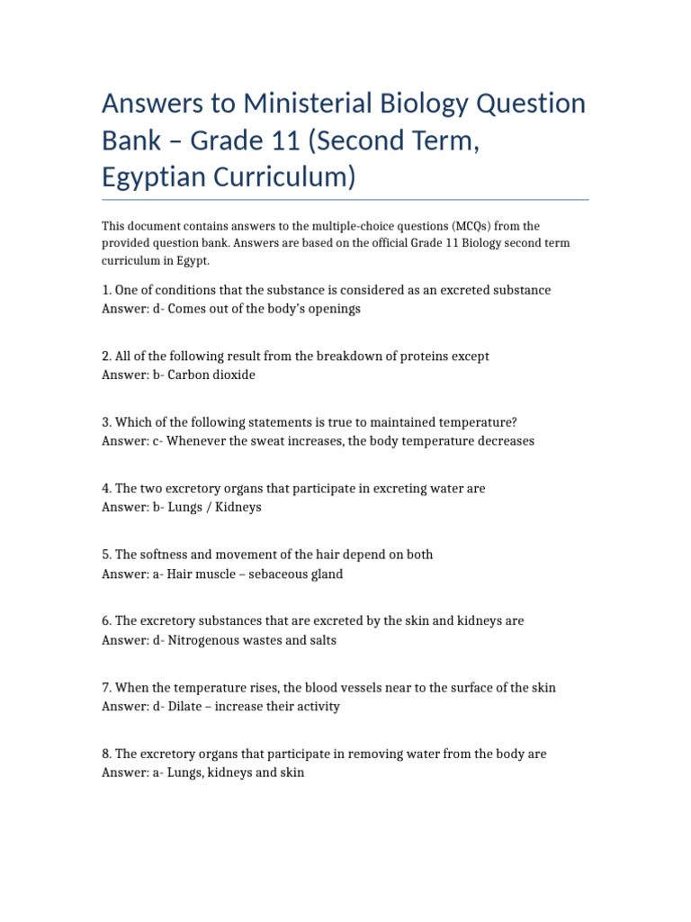 Biology Grade11 Answers | PDF | Action Potential | Nerve