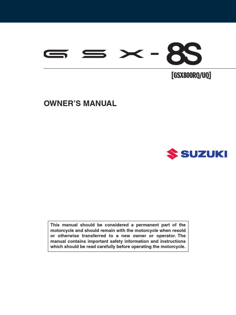Owner'S Manual: (GSX800RQ/UQ) | PDF | Anti Lock Braking System | Gasoline