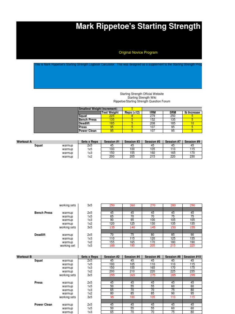 Starting Strength Logbook Calculator | PDF