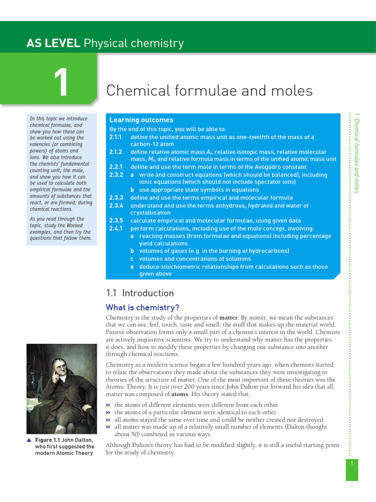 Chemical Formula and Moles Unit PDF | PDF | Mole (Unit) | Chemical ...