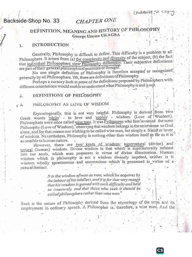 GST212 Philosophy Chapter-1,2,6,8 | PDF