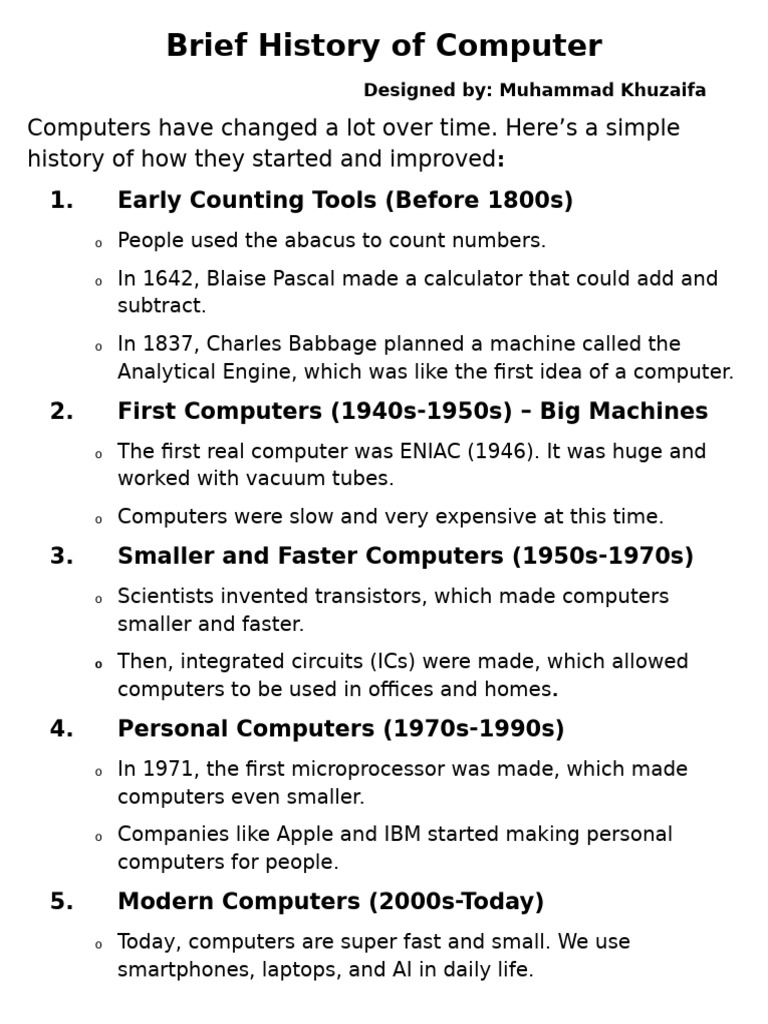 Brief History of Computer | PDF | Computer Data Storage | Random Access Memory