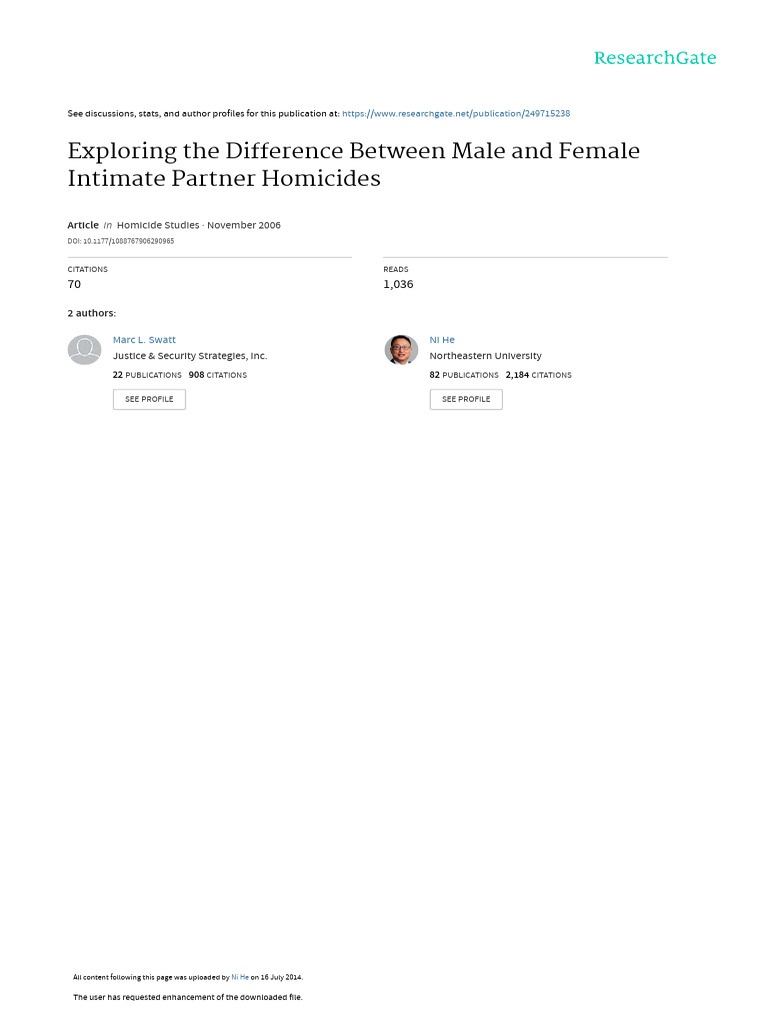 Gender Differences in Intimate Partner Homicides | PDF | Linear ...