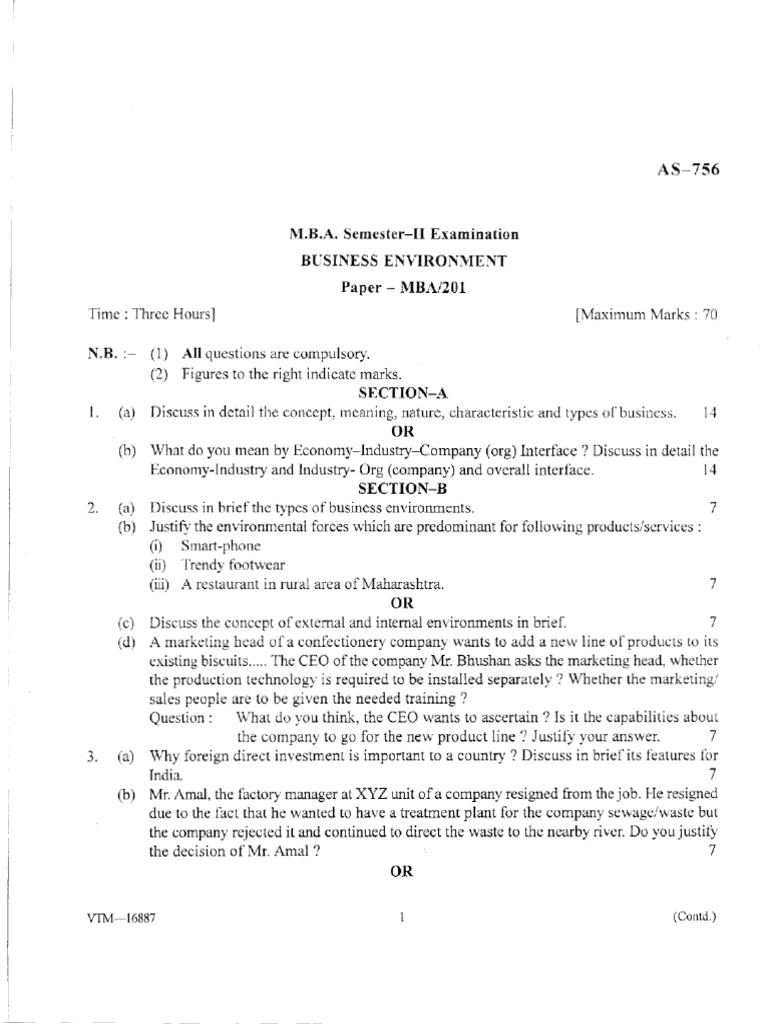 Mba 2 Sem Business Environment Summer 2017 | PDF | Economies