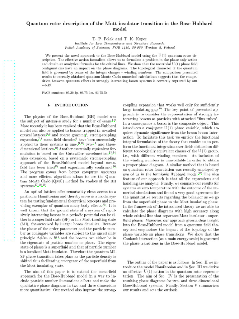 1) Quantum Rotor Approach | PDF | Applied Mathematics | Applied And ...
