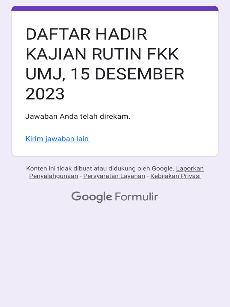 Daftar Hadir Kajian Rutin FKK Umj, 15 Desember 2023 | PDF