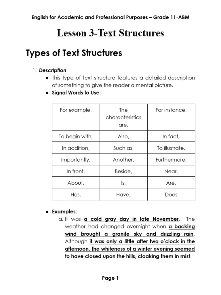 Study Note #3.0-Text Structures | PDF