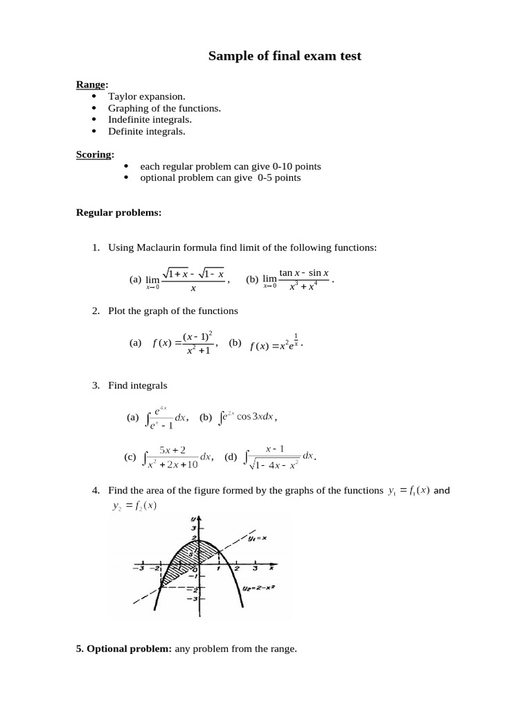 2025 1 Sample Final Exam Calculus 1 Pdf