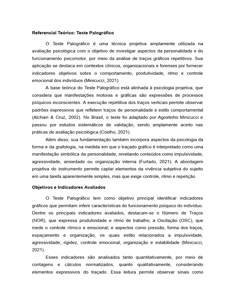 Teste Palográfico: Teoria e Aplicação | PDF | Psicologia | Avaliação ...