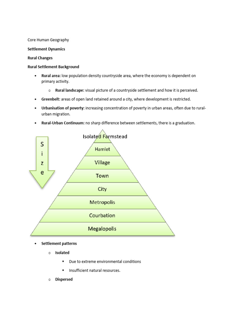 Settlement Dynamics Notes | PDF | Urbanization | Urban Sprawl