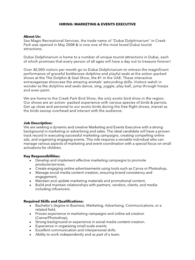 Marketing & Events Executive | PDF | Marketing | Communication