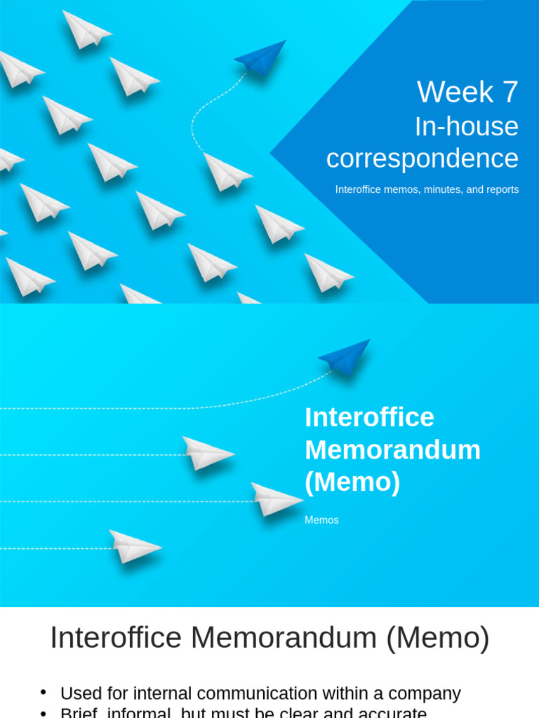 Week 7 - In-House Correpondence - Memos and Reports | PDF | Memorandum ...