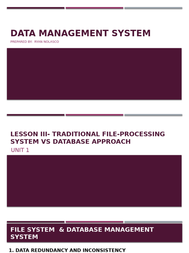Lesson 3 Traditional File and Database Approach | PDF | Databases | File System