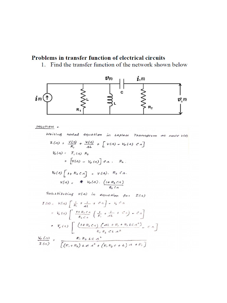 Problems in Transfer Function of Electrical Circuits - Updated | PDF