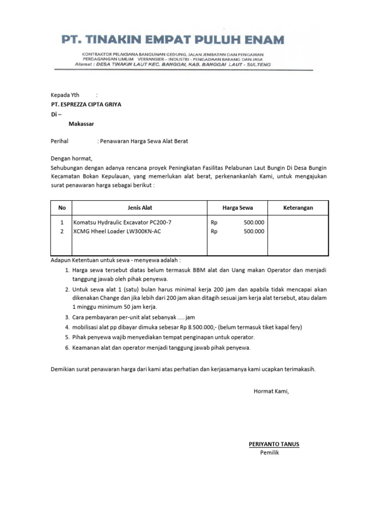 Penawaran Alat | PDF