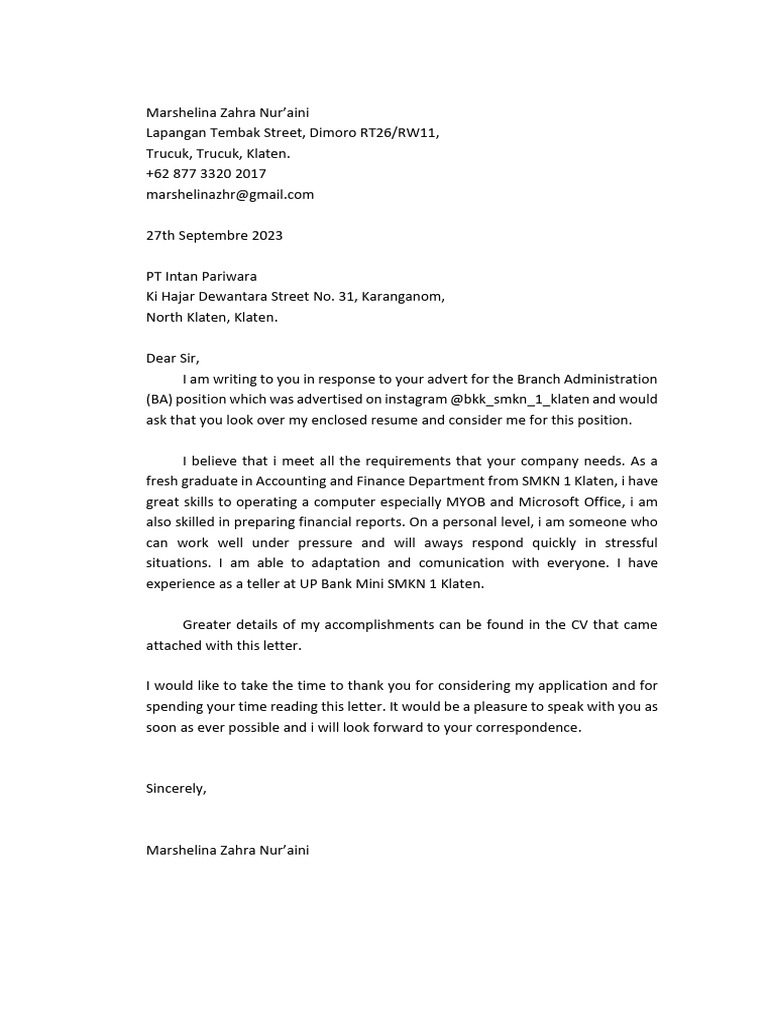 Application for Branch Administration Position | PDF