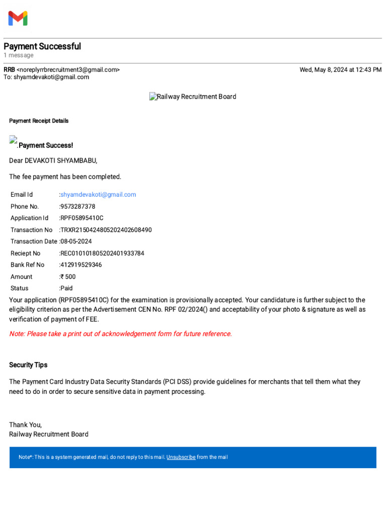 Gmail - Payment Successful | PDF