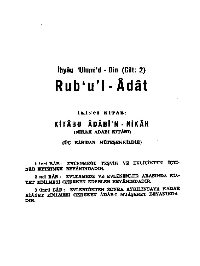 İhya-U Ulumiddin (2.cilt) - 2.Kitap-Nikah Kitabı | PDF