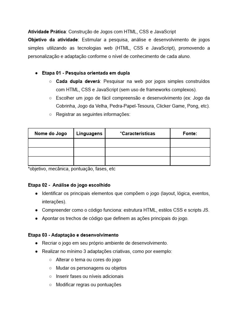 Construção de Jogos Usando JS | PDF