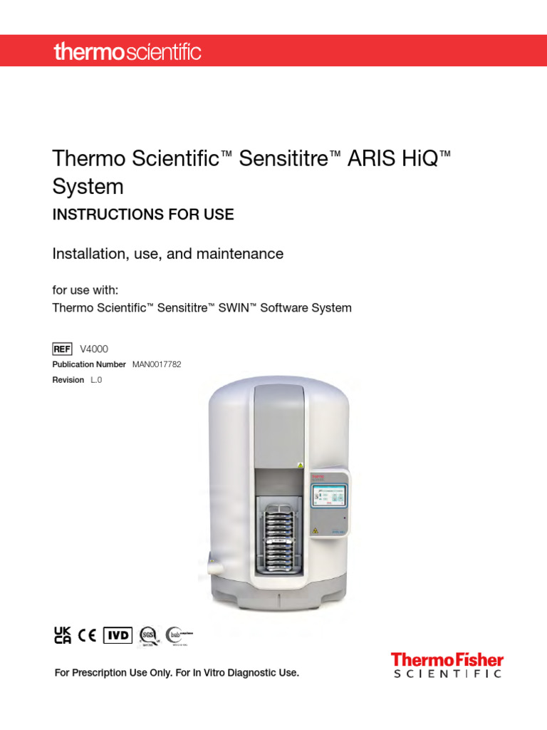 Sensititre ARIS HiQ System User Guide | PDF | Electromagnetic ...
