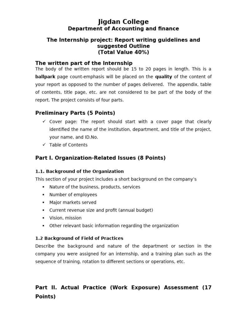Intership Report Writing Guideline | PDF