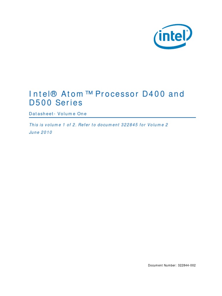 Intel® Atom™ Processor D400 and D500 Series: Datasheet-Volume One | PDF | Central Processing ...
