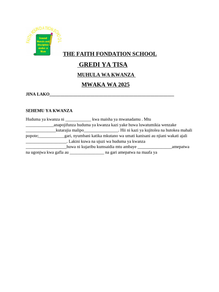 Kiswahili Grade 9 | PDF