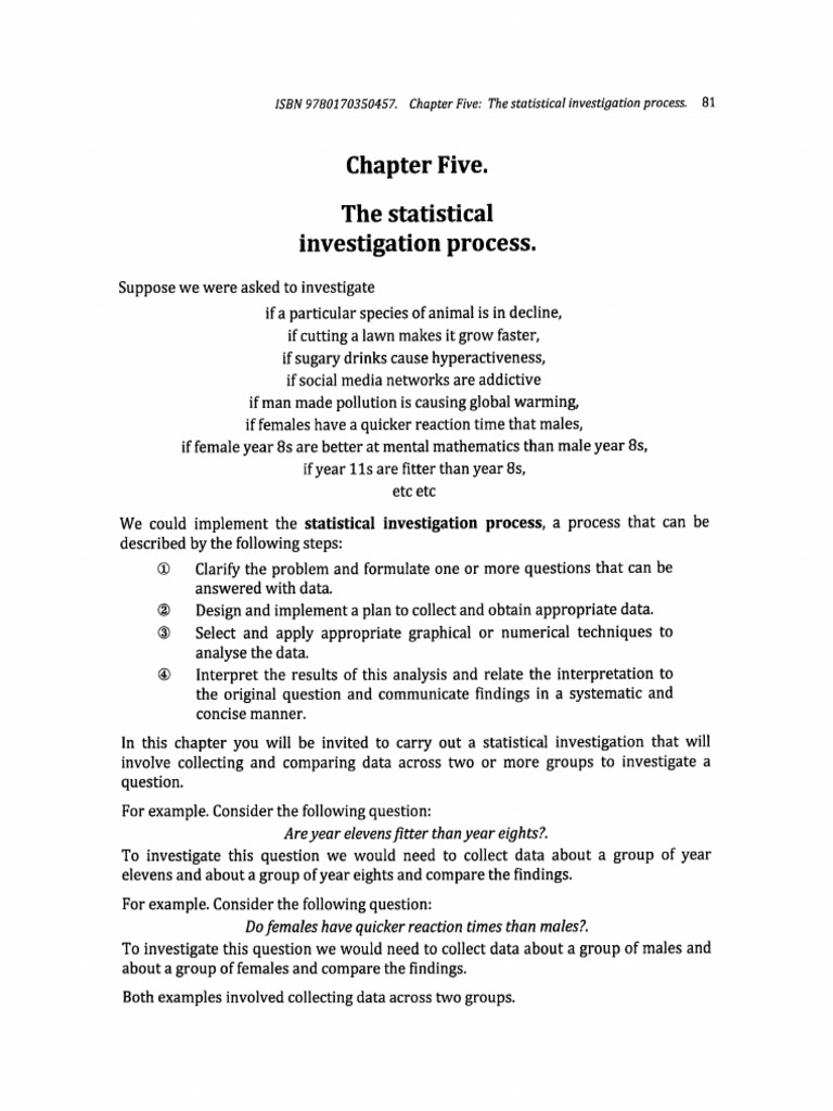 Chapter 5 The Statistical Investigation Process | PDF | Mathematics