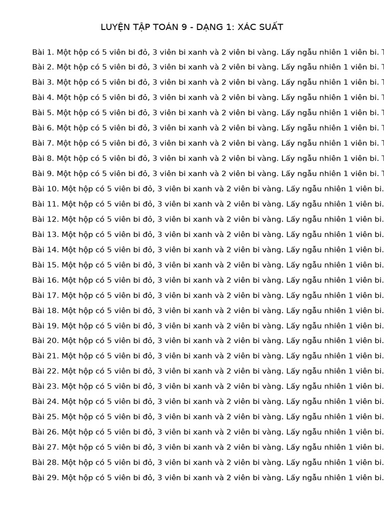 Luyen Tap Toan 9 Dang 1 Xac Suat | PDF