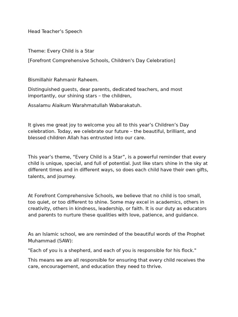 Every Child is a Star: Graduation Speech | PDF