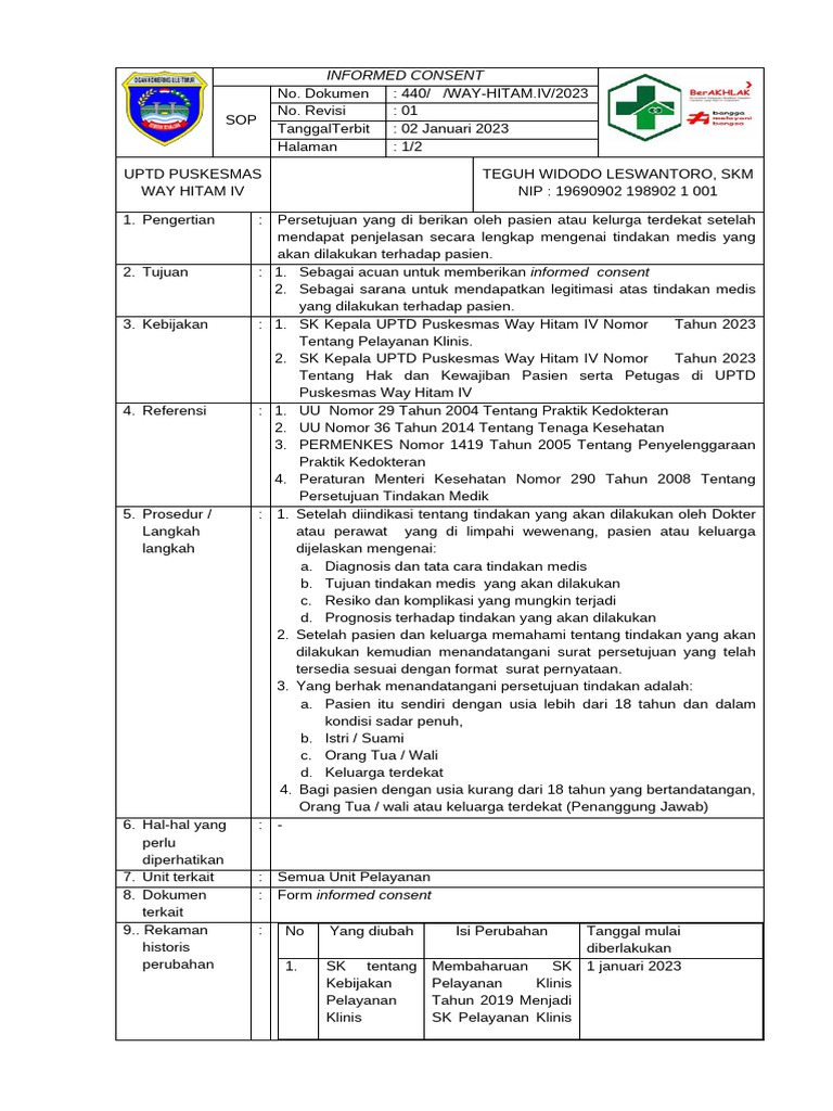 Sop Informed Consent | PDF