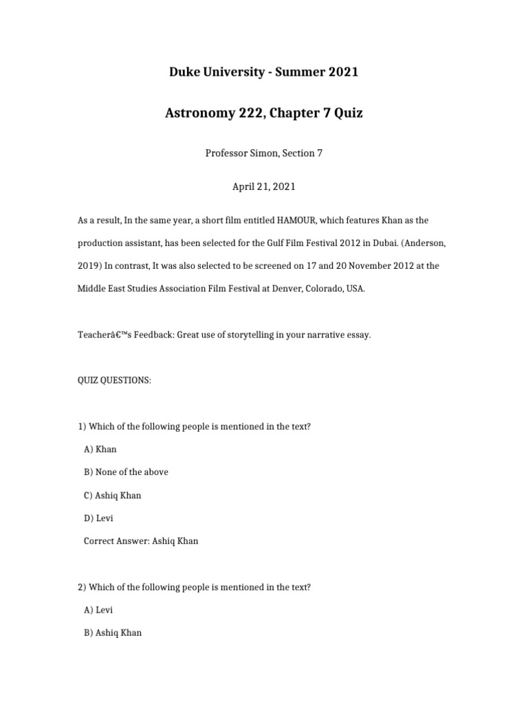 Astronomy 222 Chapter 7 Quiz | PDF