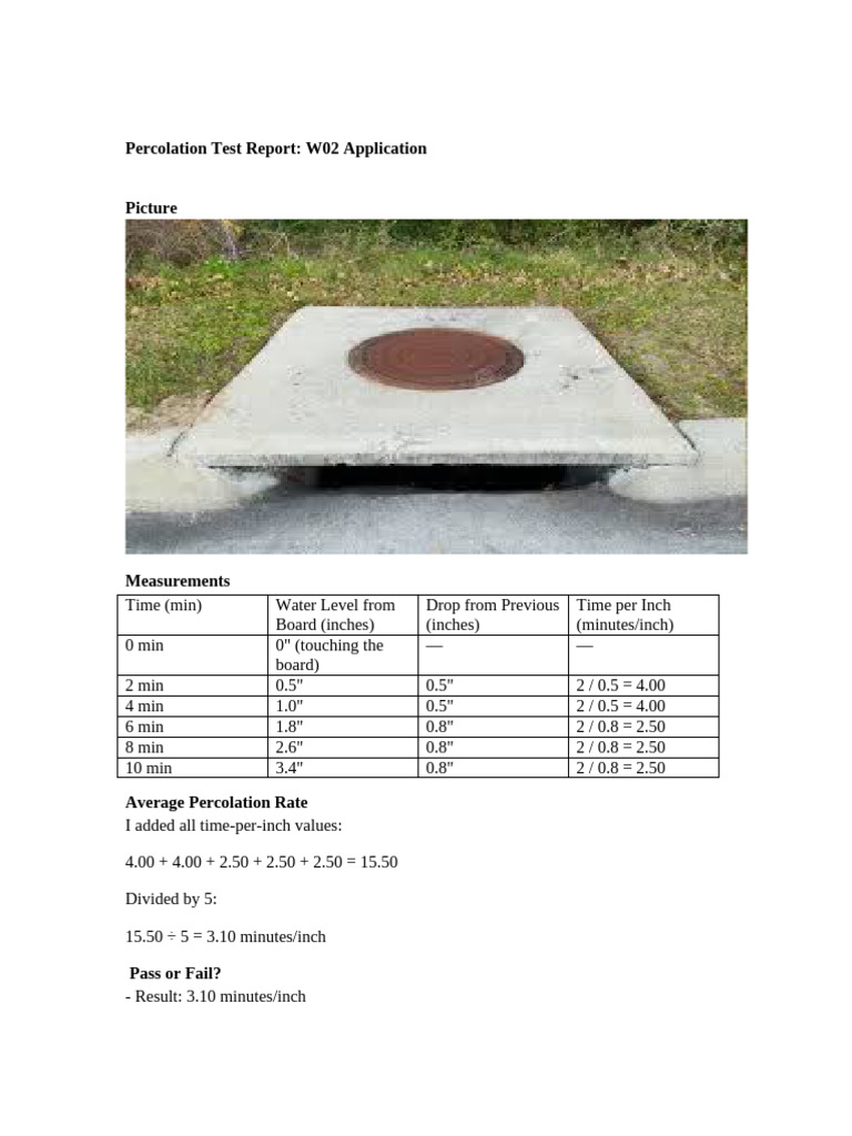 Percolation Test Report | PDF