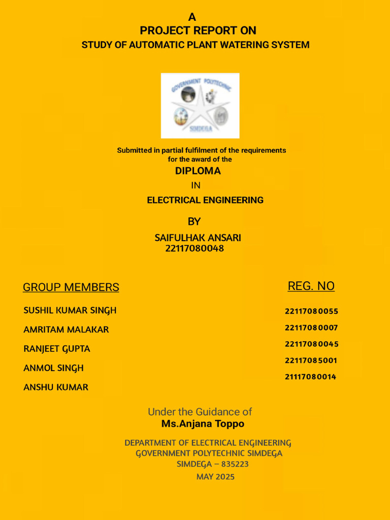 Automatic Plant Watering System Project Report | PDF