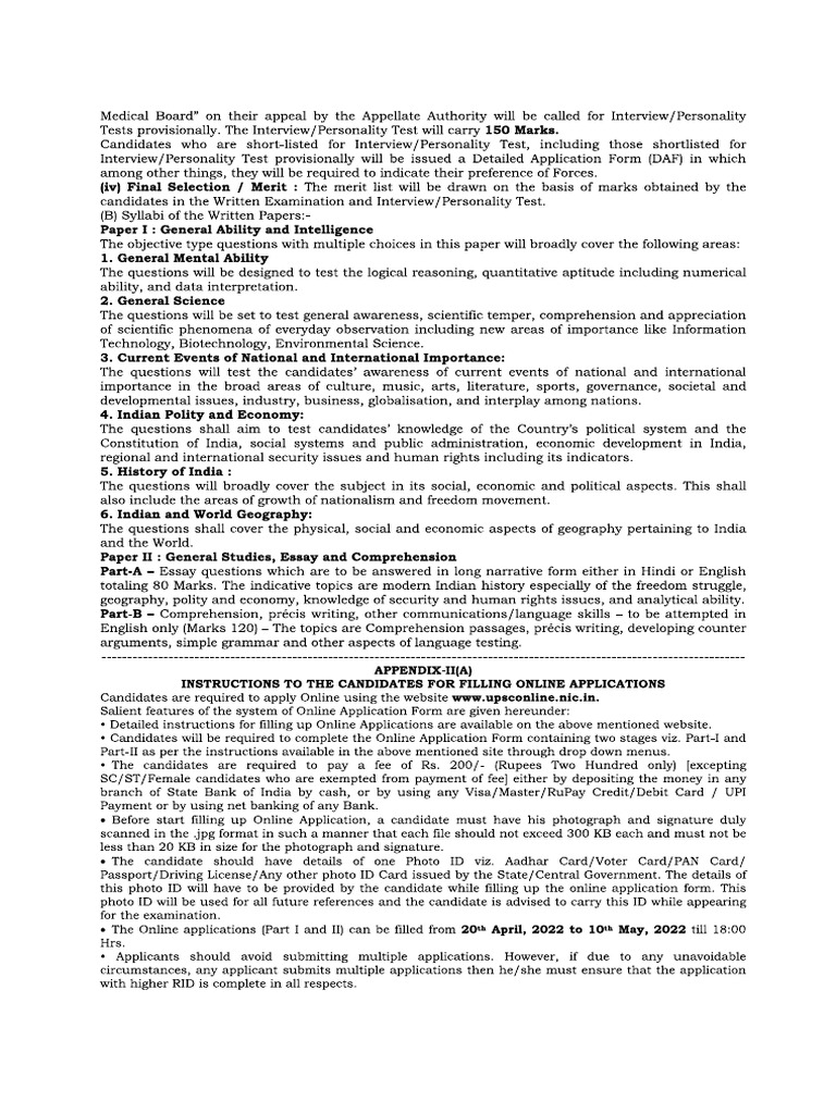 CAPF Syllabus | PDF
